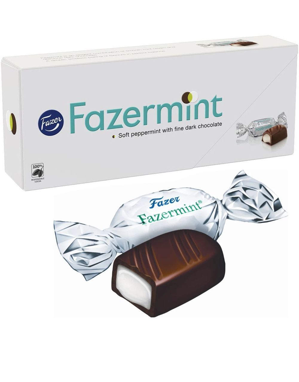 Fazermint Peppermint Chocolate - Mælkechokoladebiter med Pebermyntefyld ...