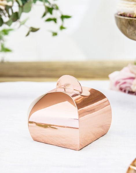10 sk Metallisk Rosenguldfarvede Små Gaveæsker 6x6 cm - Se Alle Vores ...