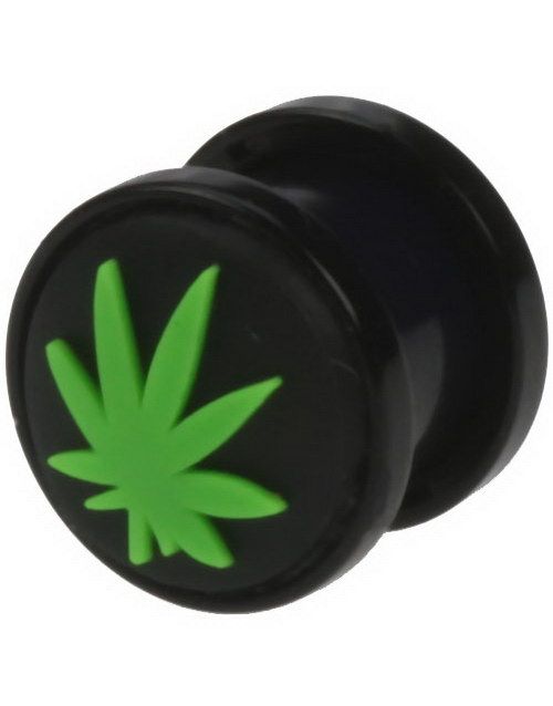 Svart Piercing Plugg med Pot Gummi Trykk og andre Akryl Plugger