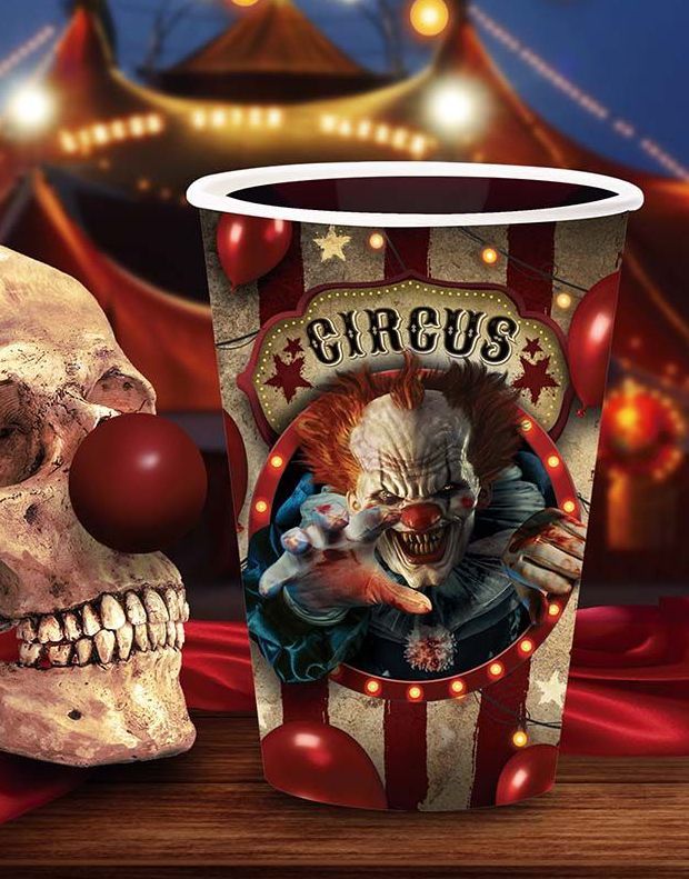 6 sk Papkrus med Horror Cirkus Motiv 355 ml - Kopper & Krus - Bestik ...