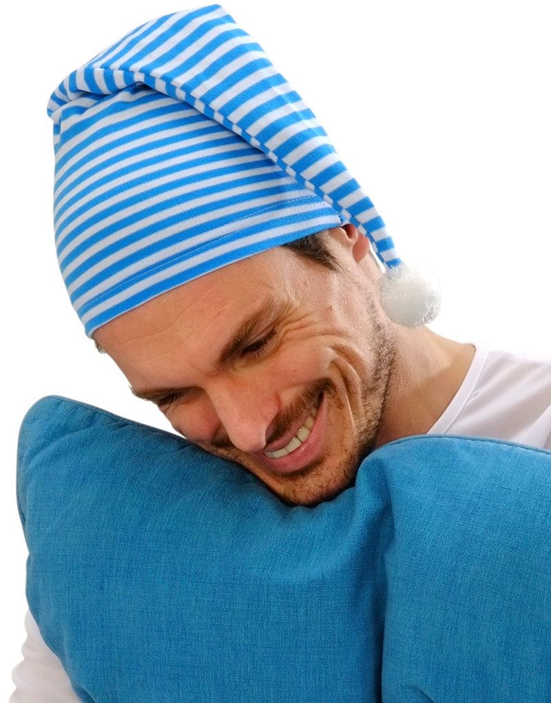 Blå og Hvid Stribet Nathue - Voksenbaby - Andre Temaer - Kostumer efter ...