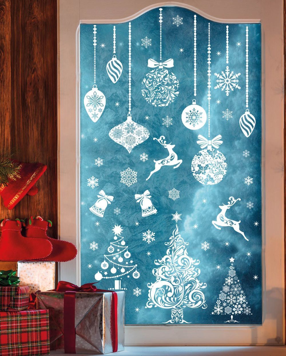 Vinduesklistermærker med Hvide Sne og Julemotiver - Vinduesdekoration ...