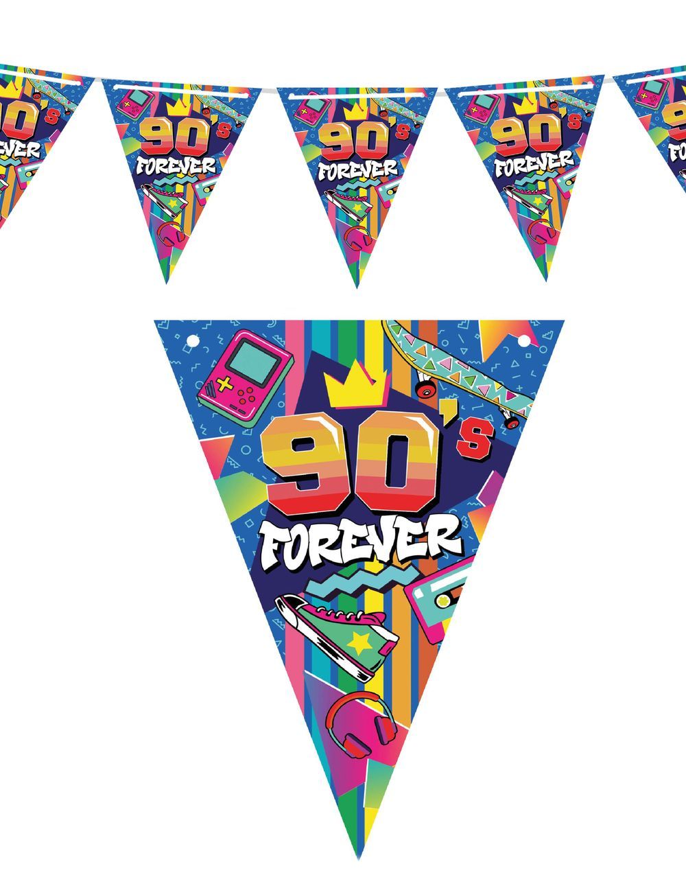 Banner med Vimpler 300 cm - 90's Forever - Vimpler & Flag Guirlander ...