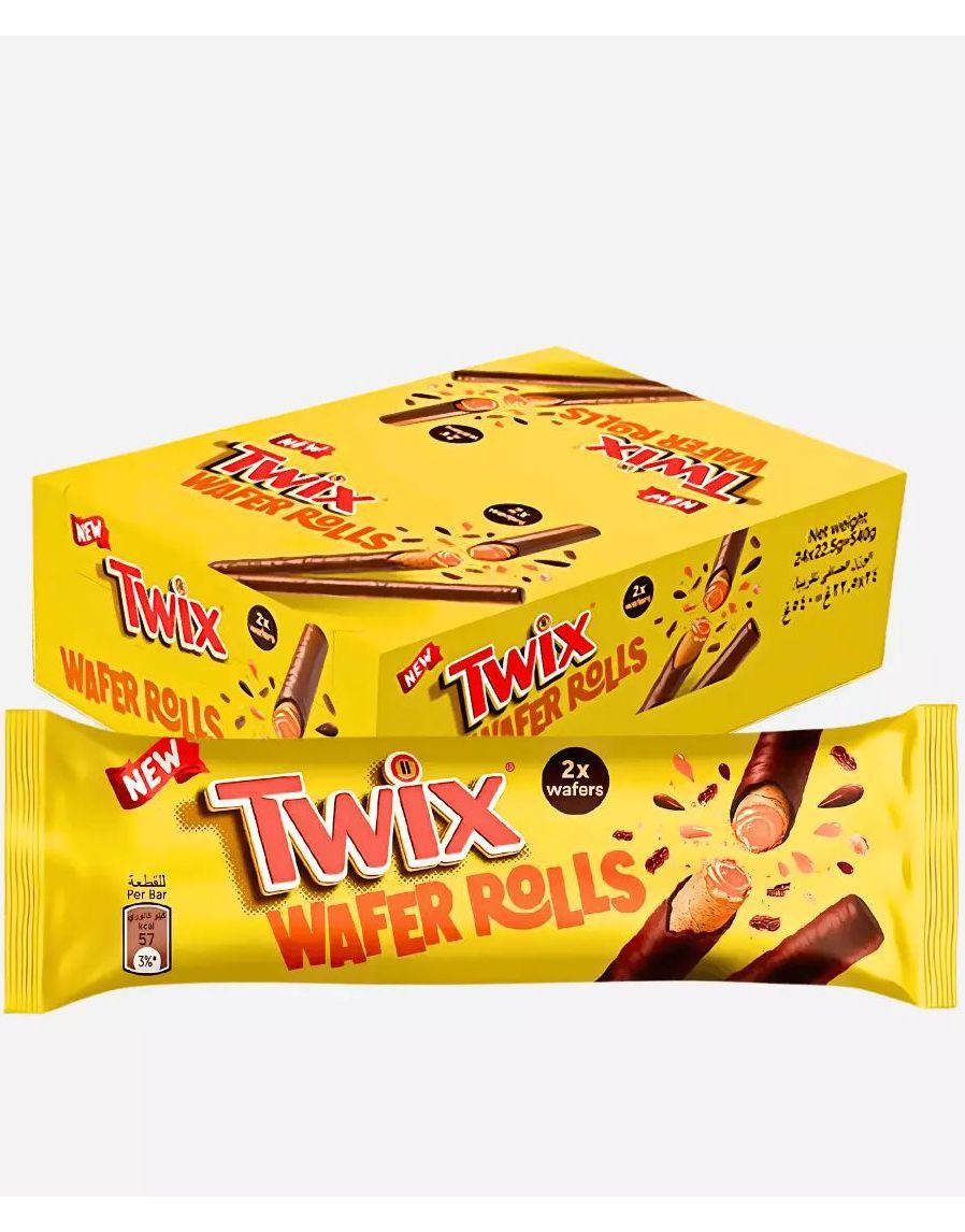 24 stk Twix Wafer Rolls - Kiks Stænger med Twixfyld 22,5 Gram - Hel ...