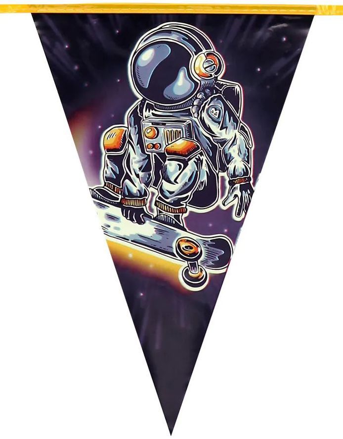 Funky Astronaut Banner med Flagvimpel 6 meter - Astronaut Party ...
