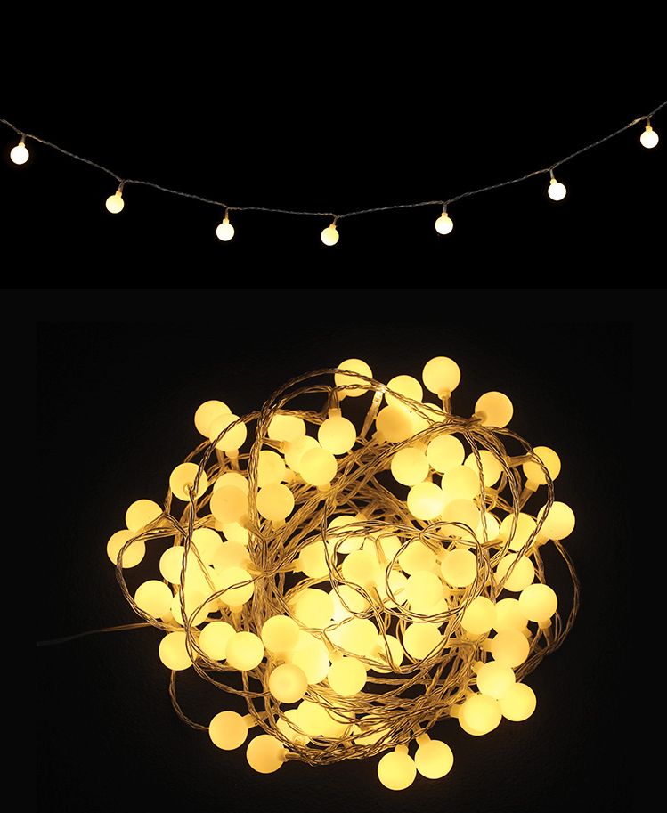 Lyskæde med 80 Varme Hvide LED-Lys og Kupler - Inden- og Udendørsbrug ...