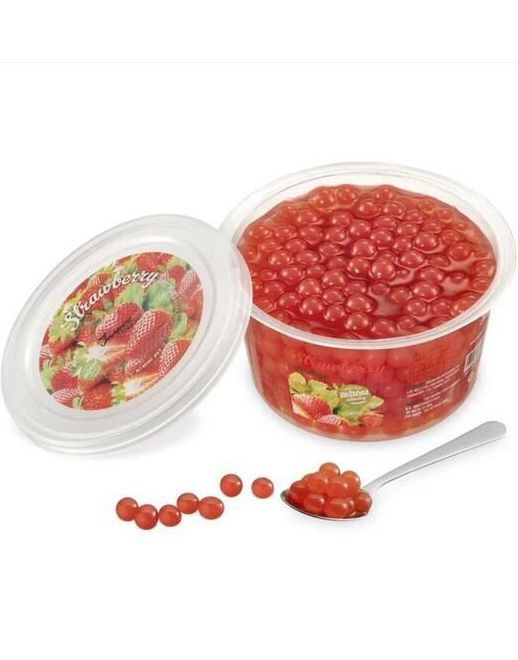 Fruit Pearls Strawberry - Jordbær Gelekugler til Boba/Bubble Tea 450 ...