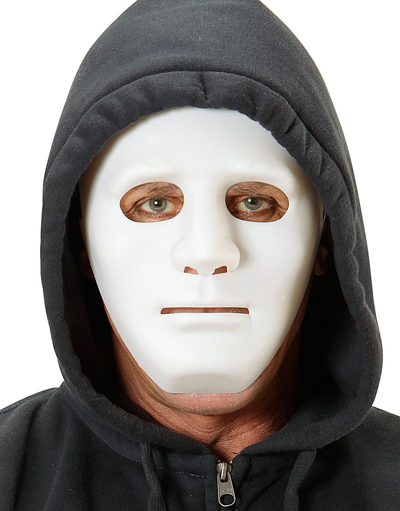Hvid Anonym Maske i Hård Plast - Diverse Masker - Masker - KARNEVAL