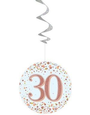 6 stk 30-Års Fødselsdag Roseguld Holografiske Spiraler - Hængende ...