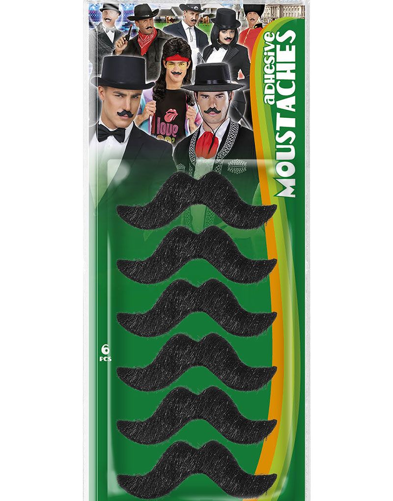 6 stk Sorte Overskæg - Mexico - Andre Temaer - Kostumer efter Tema ...