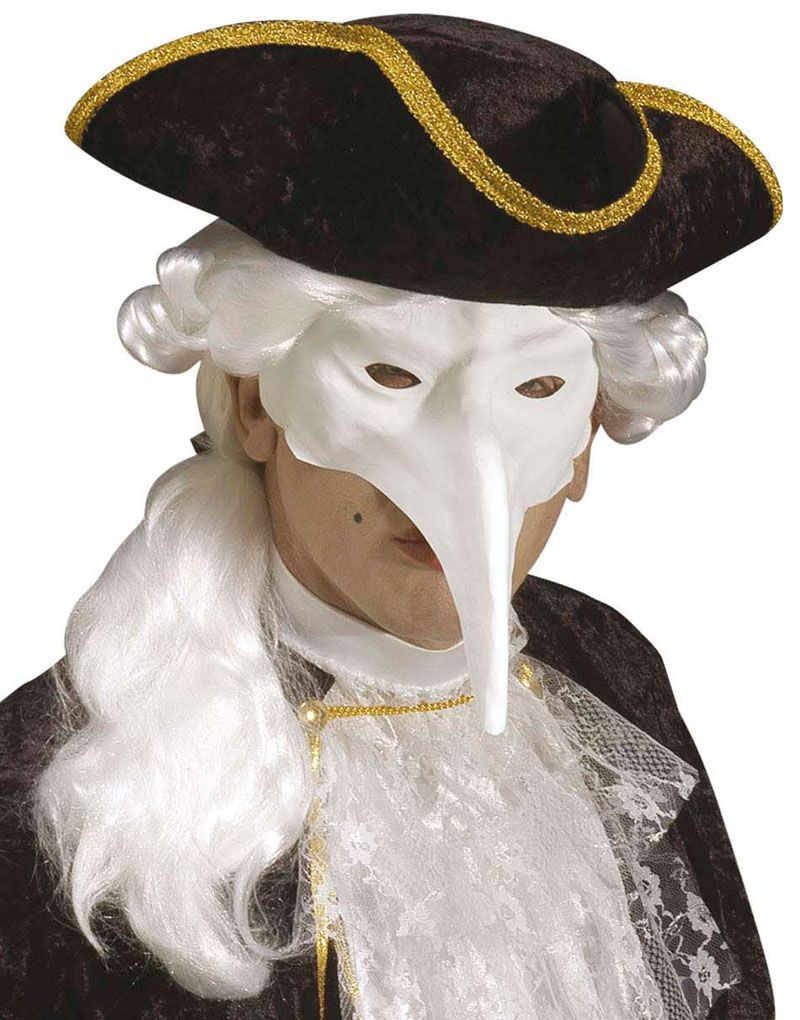 Hvit Venetiansk Maske Med Lang Nese - Kan Males! og andre Alle Våre Masker