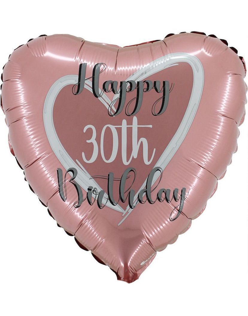 Rosa Guld Hjerte Folieballon 45 cm - Happy 30th Birthday - Folieballoner - Balloner ...