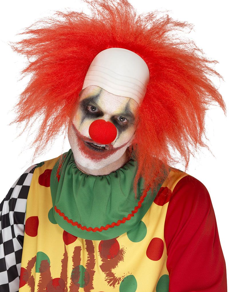 Skallet Klovneparyk med Rødt Hår - Røde Parykker - Parykker efter Farve ...