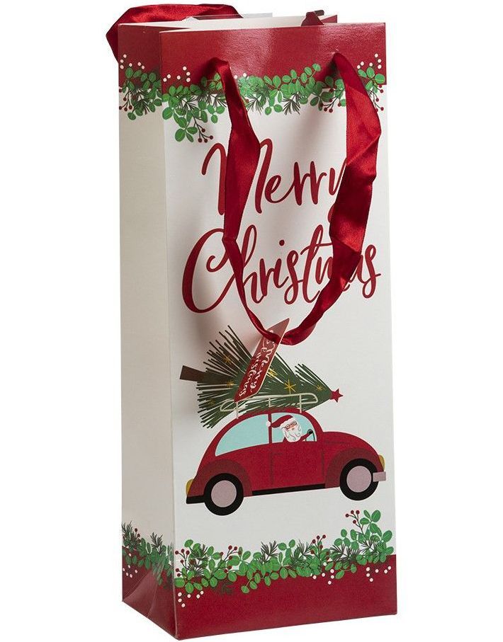 1 stk. Vinpose/Gavepose med Kørende Nisse 28 cm - Gaveæsker & Indpakning - Produkttyper - ALT ...