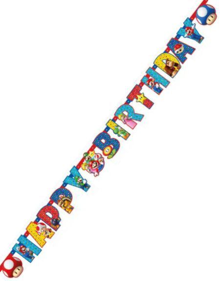 Super Mario - Flagbanner i Papir 1,9 meter - Vimpler & Flag Guirlander ...
