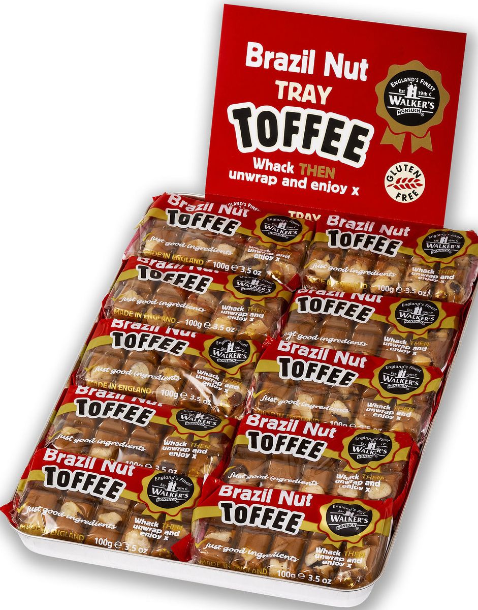 10 stk af 100g Walkers Brazil Nut Toffee i metalbakke - Se Alle Vores ...