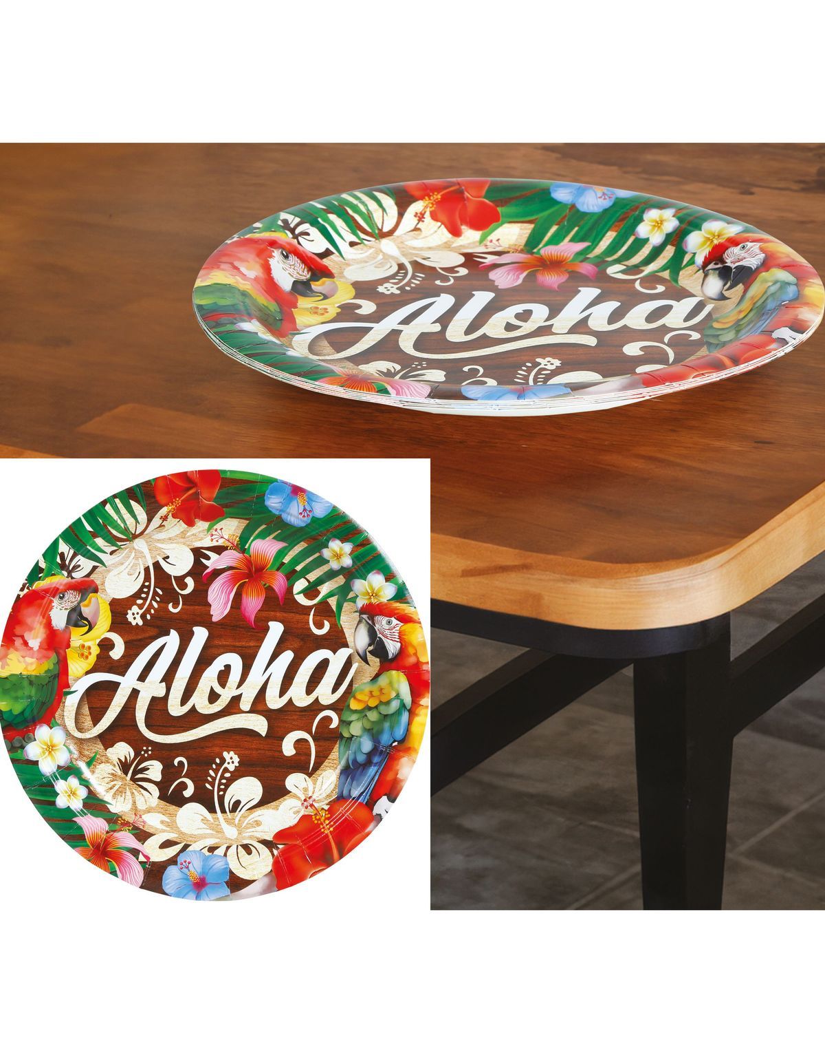 6 stk Papptallerkener 23 cm - Aloha - Flade Tallerkener - Bestik ...