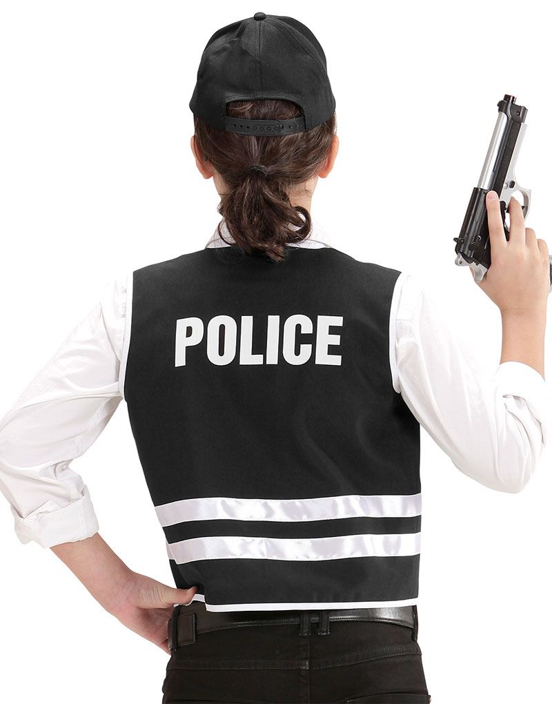 Politi kostumesæt til Børn med Vest og Caps - Str. 8-10 ÅR - Kostumesæt ...