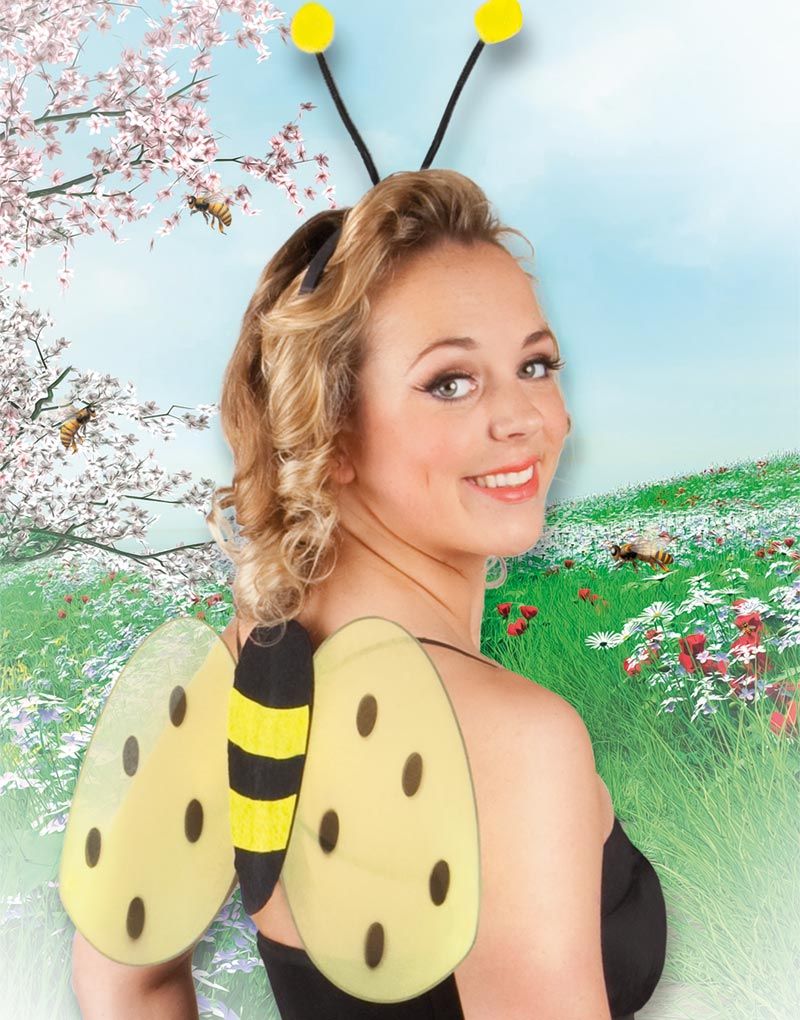 Bie Sett med Vinger og Hårbøyle med Følehorn og andre Diverse Hodeplagg