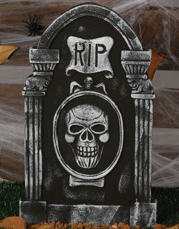 Falmet Gravsten med Kranium og Teksten "RIP" 50x30 cm - Figurer - Figurer & Pynt - KARNEVAL