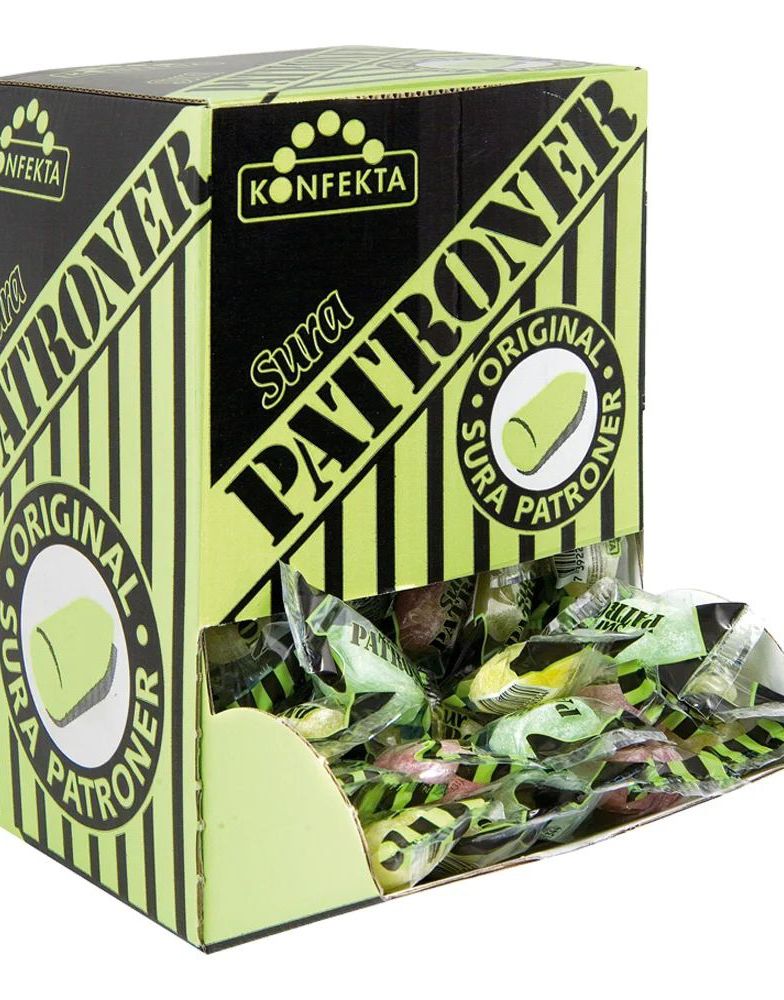 200 stk Sur Patron - Surt Slik i Assorteret Smag - Hel Æske - Se Alle ...