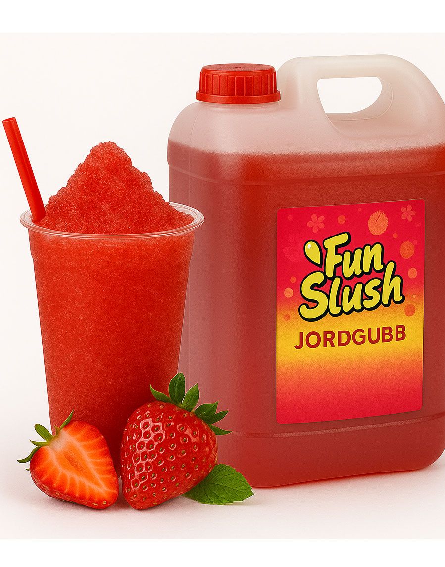 5 liter Jordbær Slush-Konsentrat - 30 liter Færdig Popz Fun Slush ...