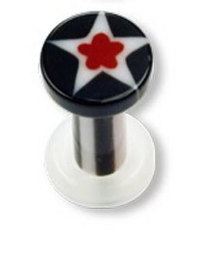 Flower Red Star - Piercing Plugg og andre Akryl Plugger