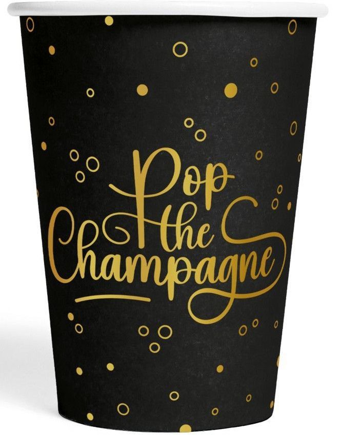 8 st Pop the Champagne - Sorte Papkrus 210 ml - Kopper & Krus - Bestik ...