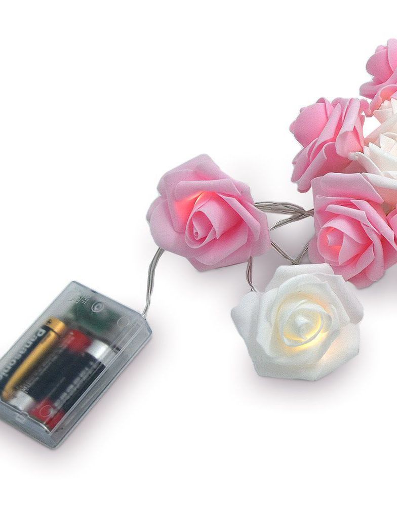 20 Romantiske Roser - 3 Meter Lyskæde med LED-lys - Andet Bordpynt ...