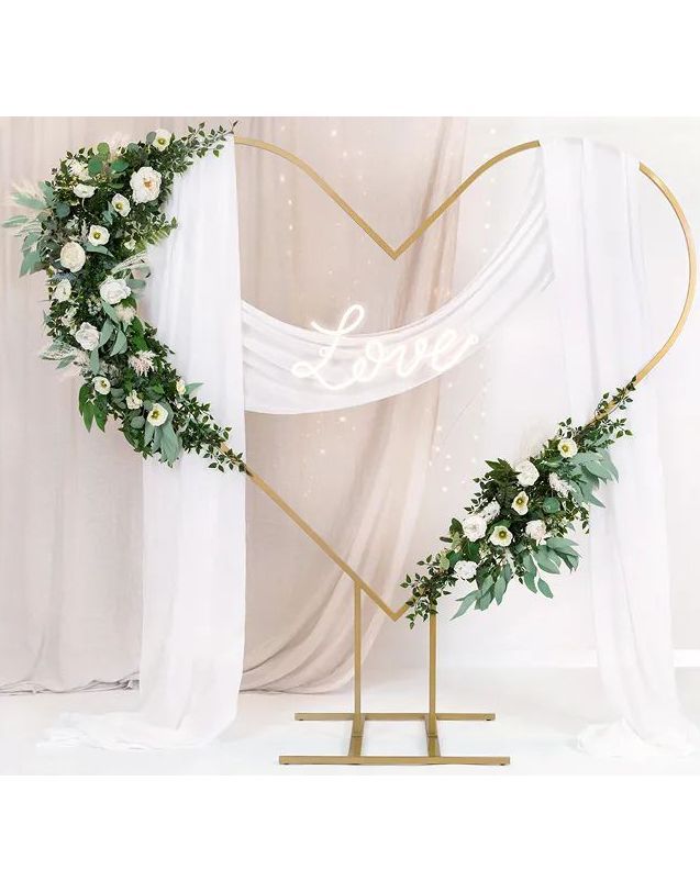 Guldfarvet Hjerteformet Stativ i Metal 2 m - Dekorationsstativ - Ballontilbehør - Balloner ...
