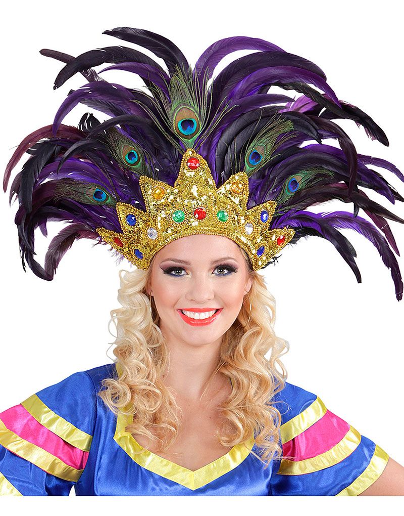 Lilla Showgirl Hovedbeklædning med Fjer og Pailletter - Burlesque ...