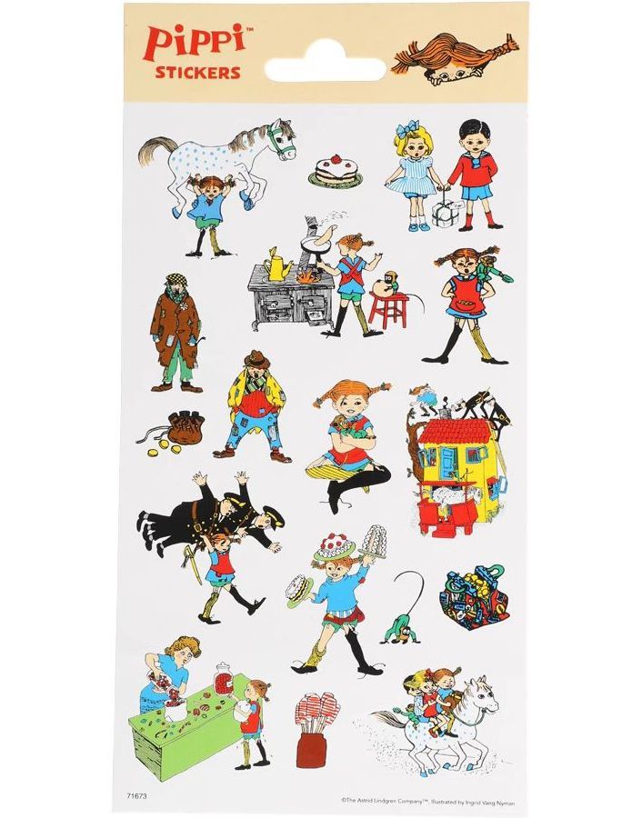 17 stk Klistermærker - Pippi Langstrømpe Motiv - Tattoo Pen & Spray ...